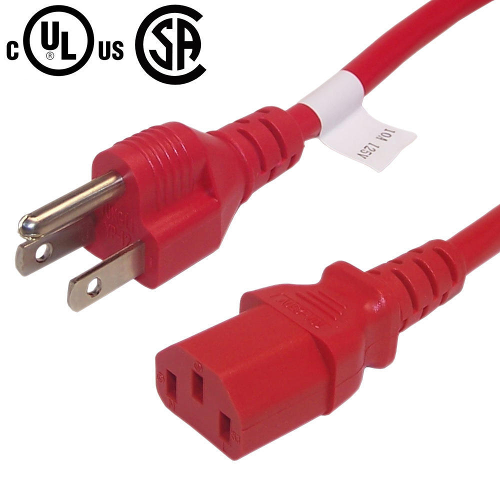NEMA 5-15P to IEC C13 Power Cable - 14AWG SJT