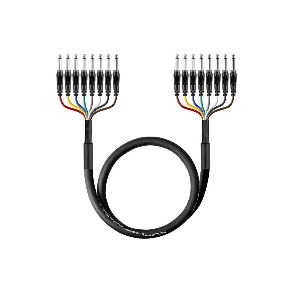 2 Meter 6ft 8 Channel 1 4inch TS Male To 1 4inch TS Male Snake Cable