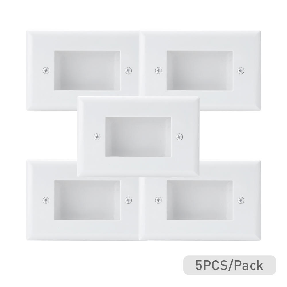 Easy Mount Low Voltage Cable Recessed Wall Plate, Slim Fit, White ...