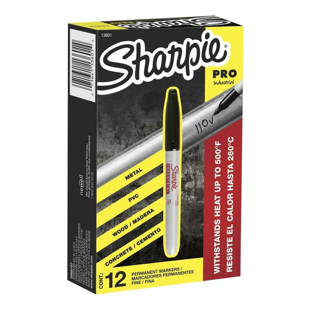 Sharpie® Industrial Permanent Marker, Fine Point, Black Ink, 12 / Box ...