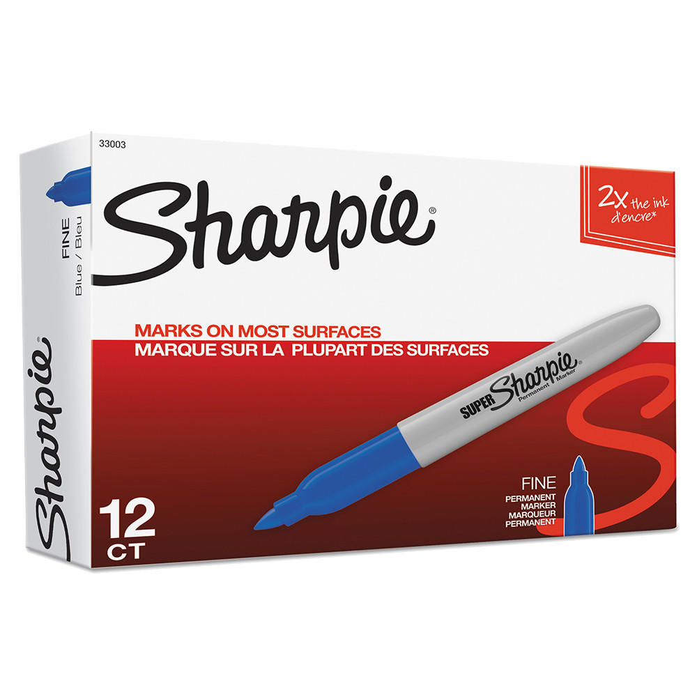 Sharpie® Super Permanent Markers, Fine Point, 12/Box