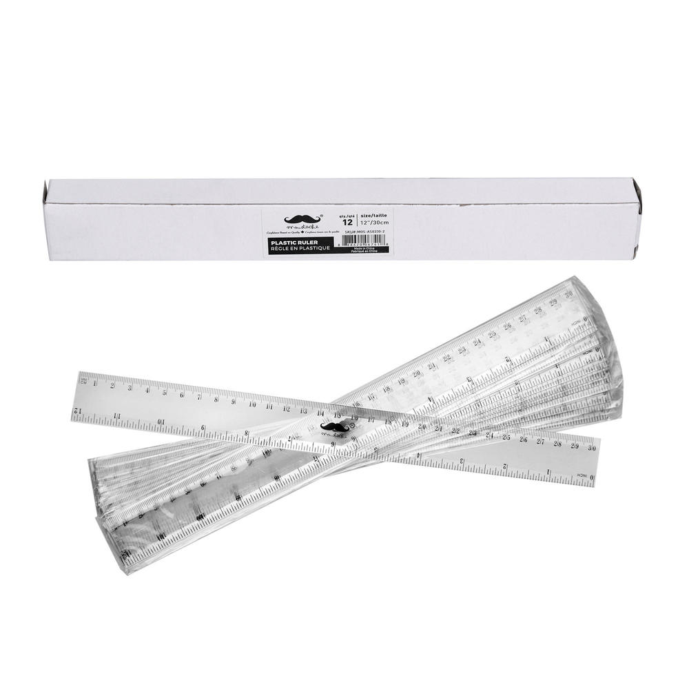 12-Inch Transparent Plastic Ruler - Dual Sided with Inch and Centimeter ...