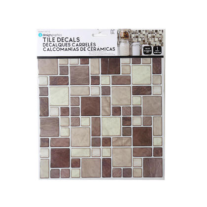 Peel and Stick Self-Adhesive Multi Square Tile Wall Decals, Brown, 10 ...