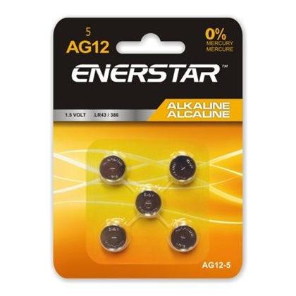Enerstar Alkaline Ag12 Cell Batteries 5/Pack
