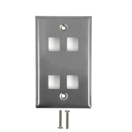 4-Port Keystone Stainless Steel Wall Plate