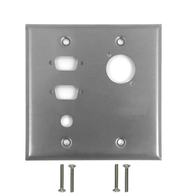 Double Gang, 2-Port DB9 Size Cutout , 1 x 3/8 Inch Hole, 1 x XLR ...
