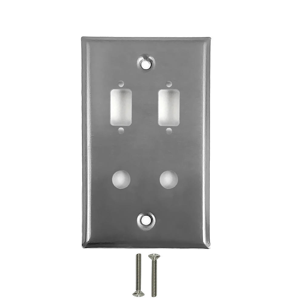 2 Port DB9 Size Cutout 2 X 3 8 Inch Hole Stainless Steel Wall Plate