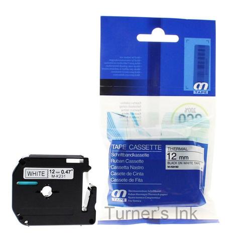 Brother MK231 P-Touch M Series Tape, 12mm (0.47''), Black on White ...