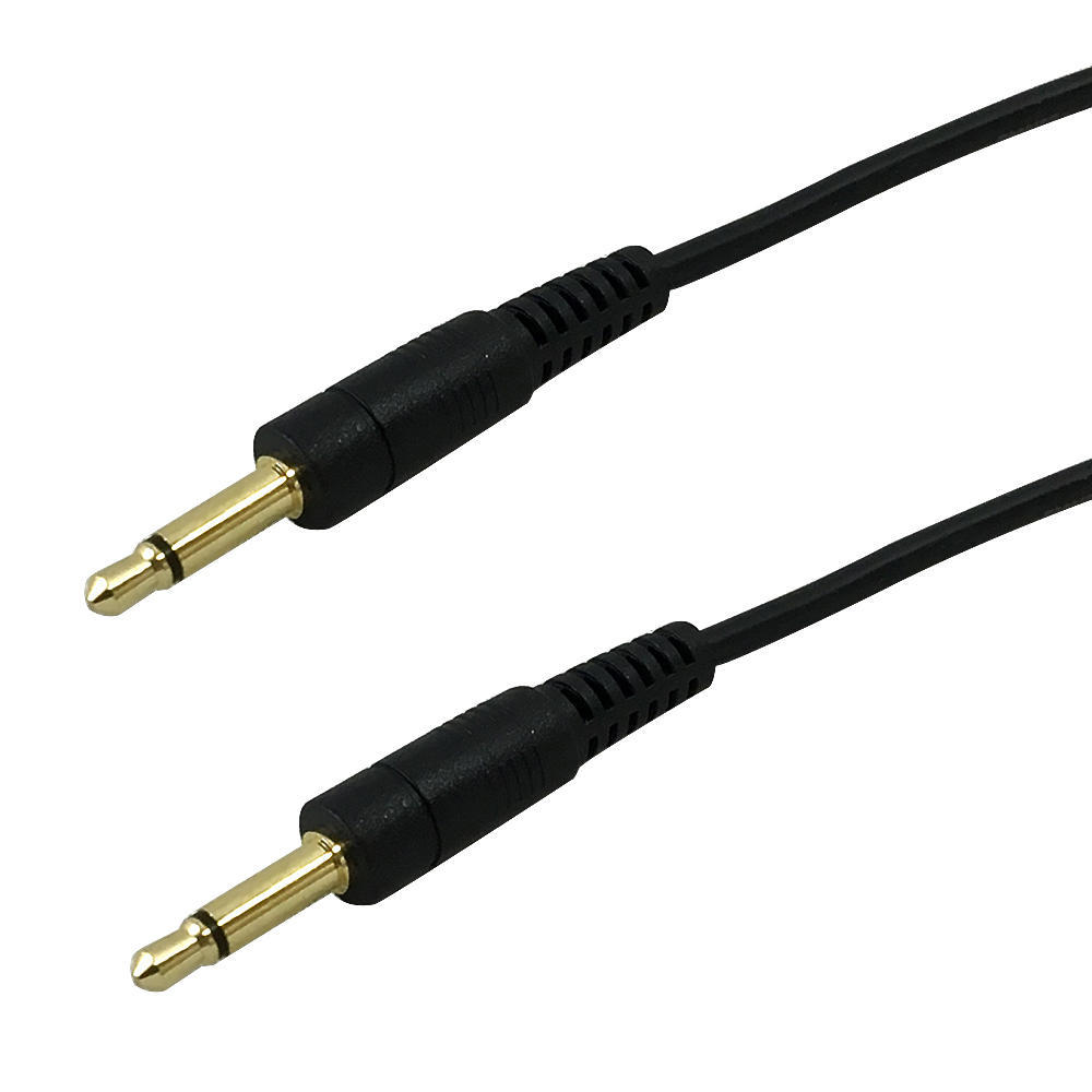 3.5mm (1/8 inch) mono TS male to male 28AWG FT4 Cable - Black