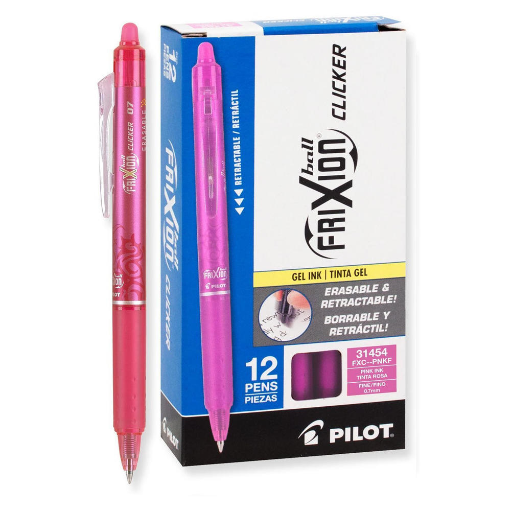 Pilot FriXion® Clicker Retractable Erasable Rolling Ballpoint Pen, 12/Pack
