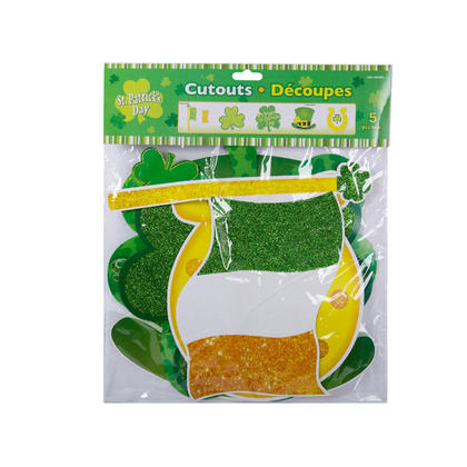 Saint Patrick Cut-Outs with Glitter 5Pcs/Pack