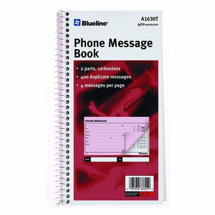 Blueline® Telephone Message Book Spiral Binding 400 Messages ...