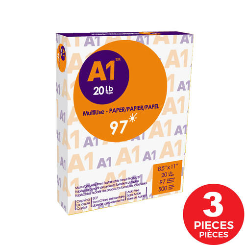 A1® Copy Print Paper, 20 lbs, 8.5'' x 11'', 97 brightness, 500 Sheets ...