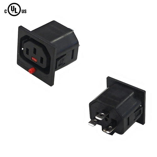 C13 Locking Receptacle 6.3mm Terminal, 1.5mm Panel Thickness
