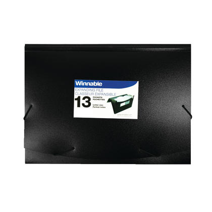 Winnable® Letter-Size Expandable File Folder, 13 Pockets, Polypropylene ...