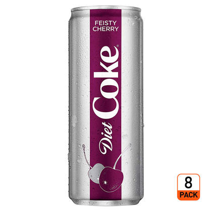 Diet Coke Feisty Cherry Slim canette de soda, 310 ml - 8 / paquet
