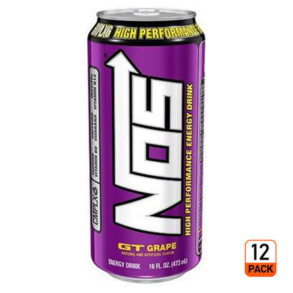 Nos Grape High Performance Energy Drinks, 473ml, 12/Pack