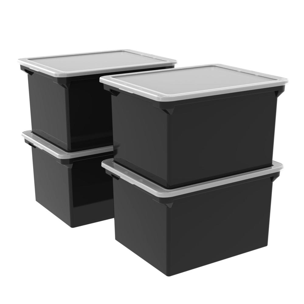 Storex® File Storage Box for Letter/Legal Hanging Files, Black & Clear Lid