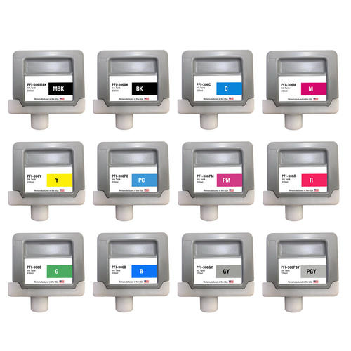 Canon PFI-306 Remanufactured Ink Cartridge Combo MBK/BK/C/M/Y/PC/PM/R/G ...