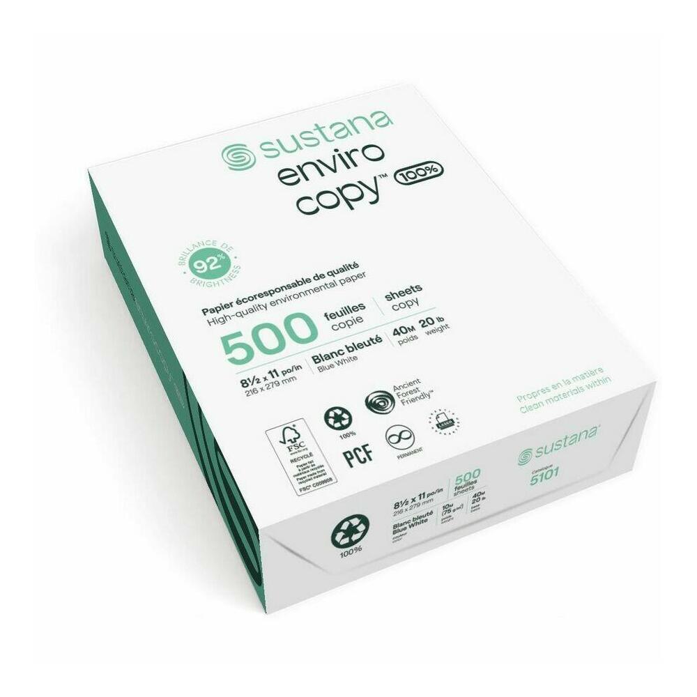 Sustana Multipurpose 100% Recycled Copy Paper, White, 20 lb, 90 ...