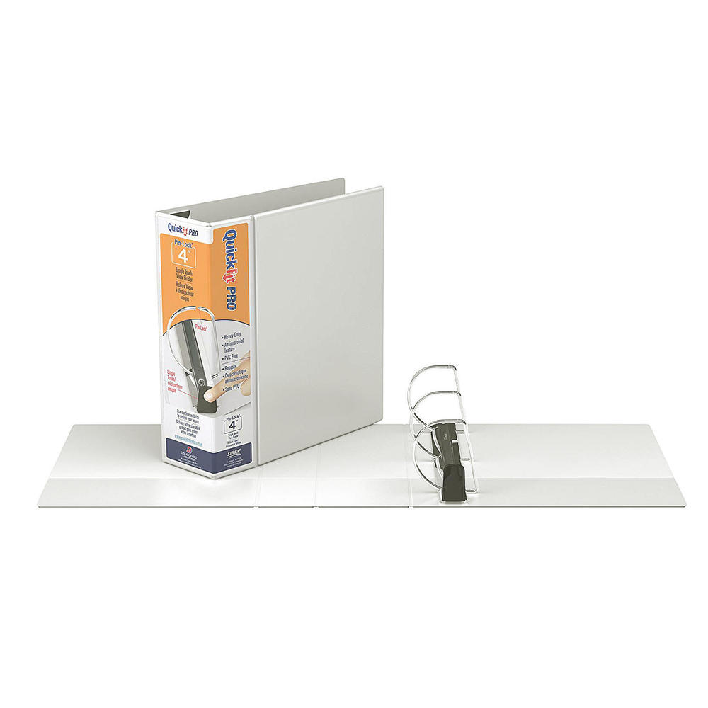 QuickFit® PRO Single Touch Pin-Lock® View Binder, White, Locking D-Ring