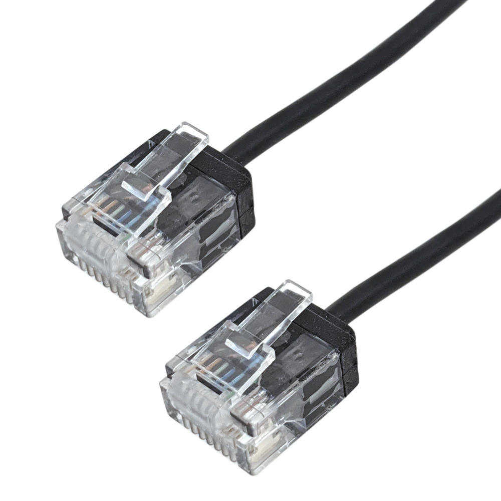 Cat6 UTP Micro-Thin Molded Patch Cable 32AWG Riser CMR Black
