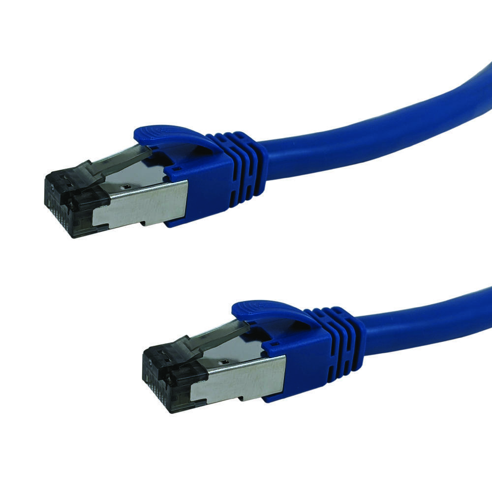 Cat8 S/FTP Shielded Patch Cable 40G 24AWG Riser CMR Blue