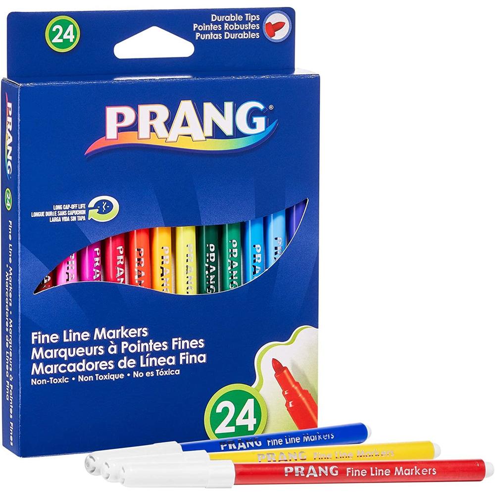 Prang Fine Line Markers, Washable, Set of 12 Markers, Assorted Colors