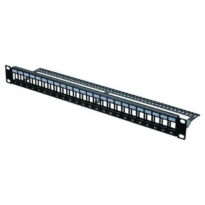 24-Port Blank Keystone Distribution Frame, 1U 19" Metal Rack Mount ...