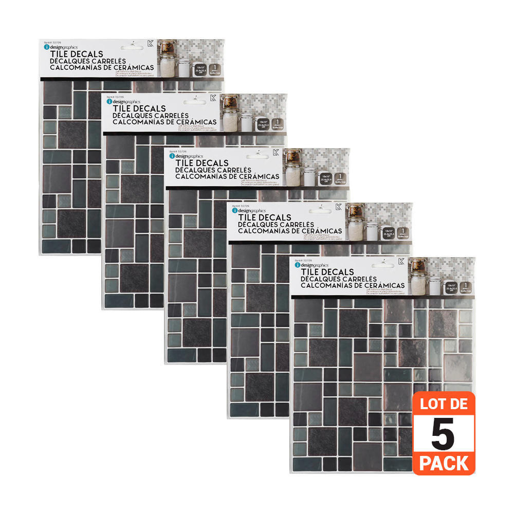 Peel and Stick Self-Adhesive Multi Square Gloss Tile Wall Decals 10"x10 ...