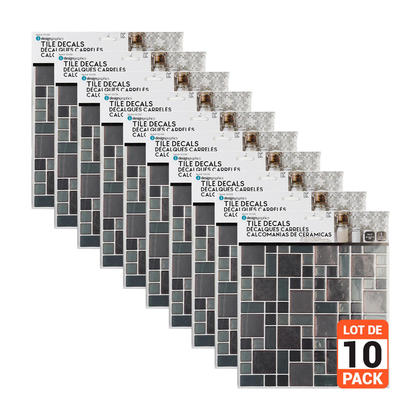 Peel and Stick Self-Adhesive Multi Square Gloss Tile Wall Decals 10"x10 ...