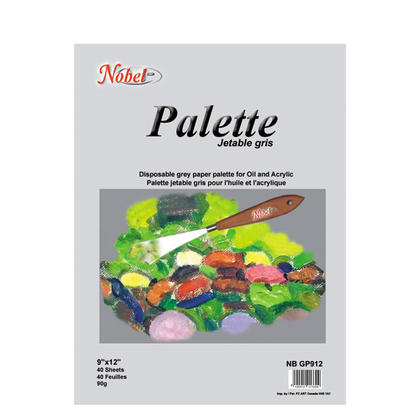 Nobel® Palette Jetable pour Huile et Acrylique, 40 Feuilles, 80g, Gris