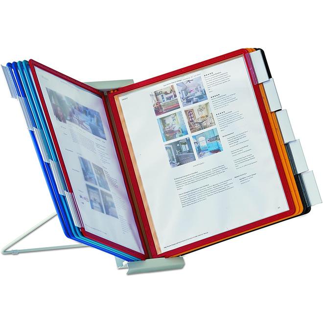 Durable Instaview® Desktop Reference System, Assorted Colors, 10 Panels