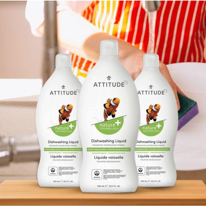 ATTITUDE Natural Biodegradable Dish Soap, ECOLOGO® Dishwashing Liquid ...