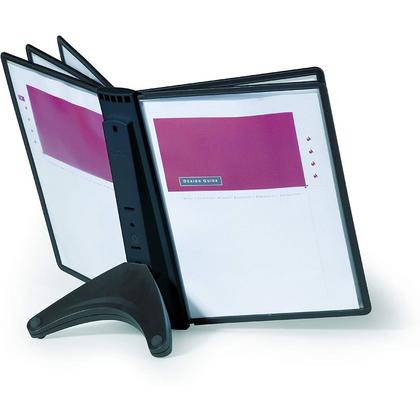 Durable Desktop Reference System, 5 Double-Sided Panels, Letter-Size, Black