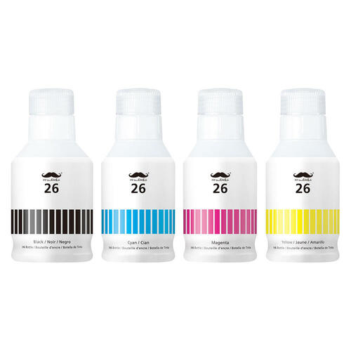 Canon GI-26 Compatible Ink Bottle Combo BK/C/M/Y - Moustache®