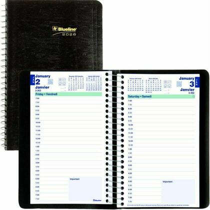 Blueline Essential Daily Planner, 8" x 5" , English