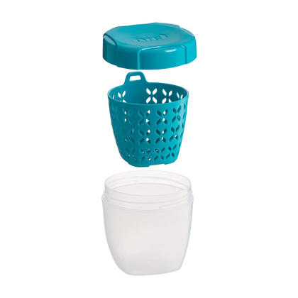 Fruit Container with Integrated Strainer, 3.5"x4"x3.5", Blue - Trudeau
