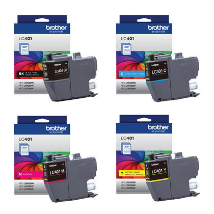 Brother LC401 Original Ink Cartridge Combo BK/C/M/Y