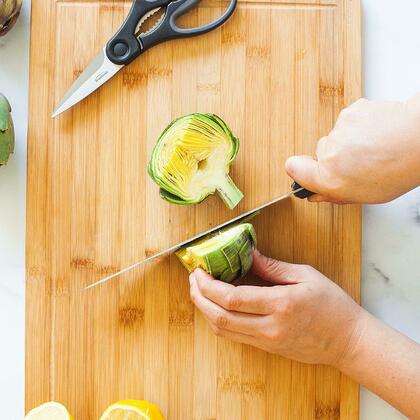 8" Quality Tapered Steel Blade Chef Knife, Black - Trudeau