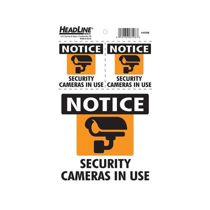 HeadlineSign® Sign Security Camera in Use Signs, 3 Pack