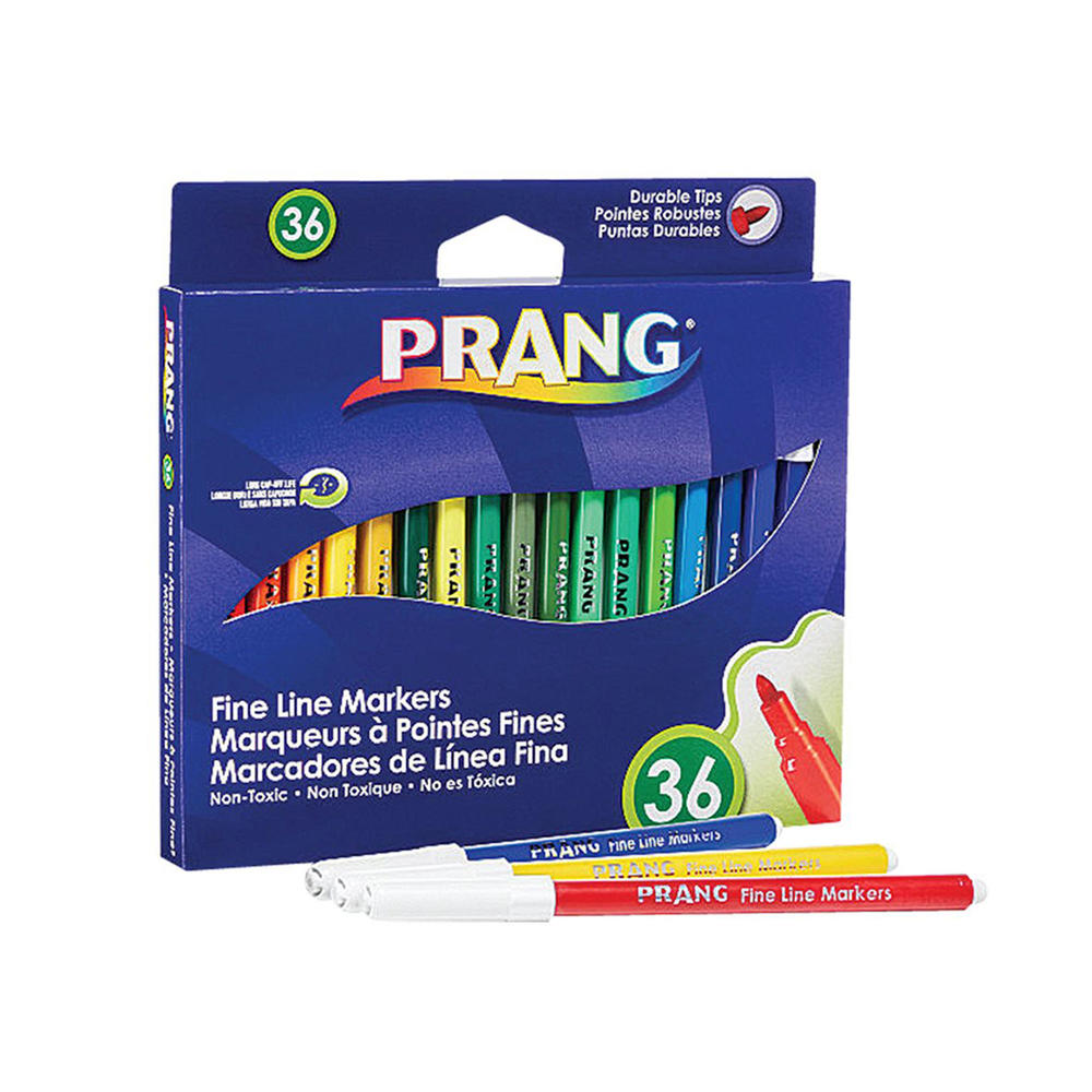 Prang Fine Line Markers, Washable, Set of 12 Markers, Assorted Colors
