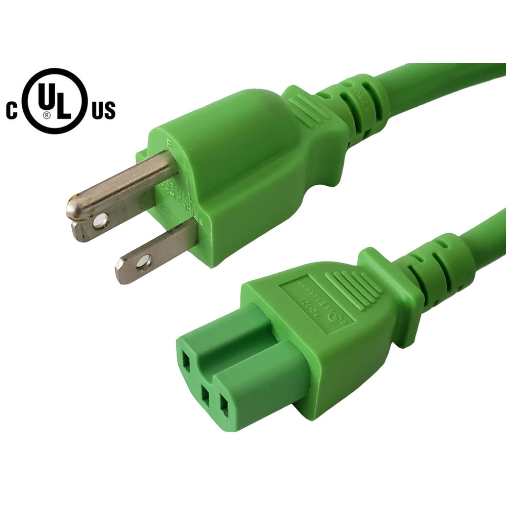 NEMA 5-15P to IEC C15 Power Cable - 14AWG SJT