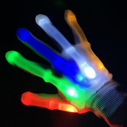 LED Luminous Colorful Light Nylon Gloves for Halloween Christmas Party ...