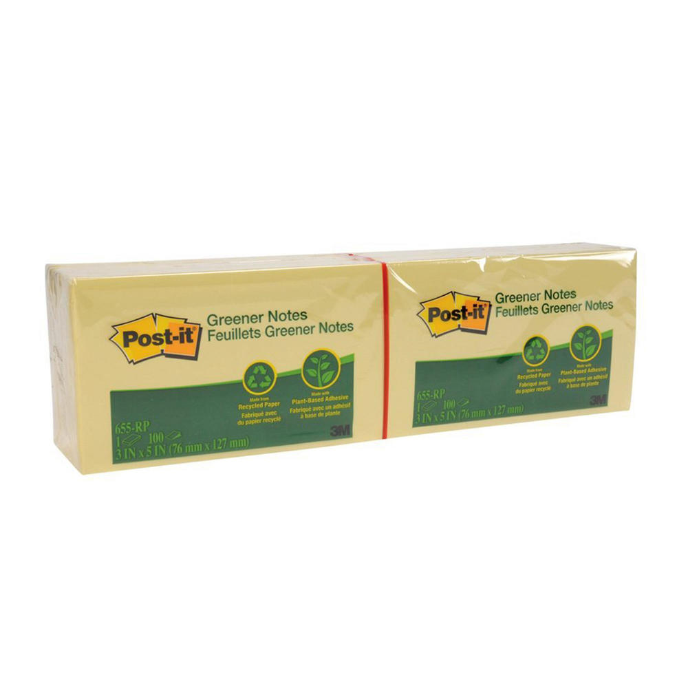 Post-it® Recycled Self-Adhesive Notes, 3" x 5", 100 Sheets/pad, Plain ...