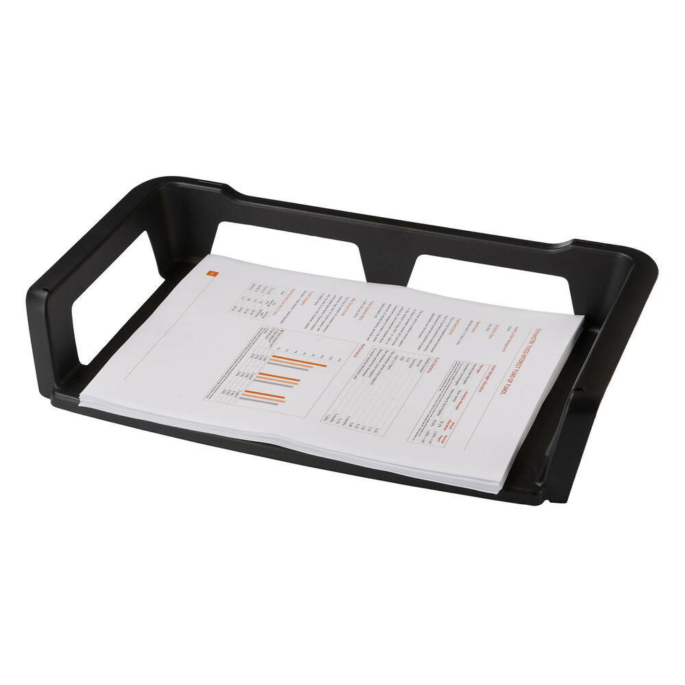 Storex® Self Stacking Letter Tray, Plastic, Black