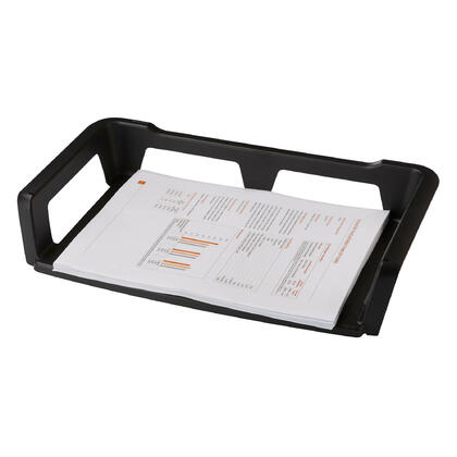 Storex® Self Stacking Letter Tray, Plastic, Black