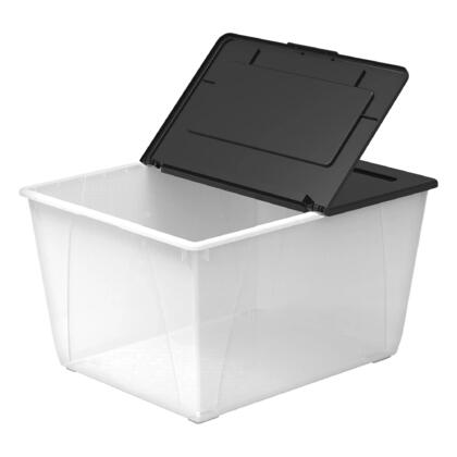 Storex® Flip Top File Storage Tote, 16 Gallon, Black/Clear