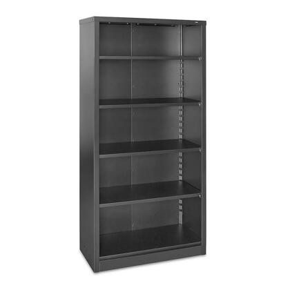 Steel Bookcase, 5 Shelf, 35 x 13 x 72", Unassembled - Black
