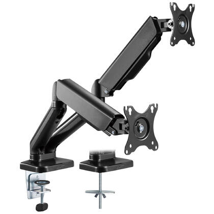 Gas Spring Dual Arm Monitor Stand with C Clamp and Grommet Mounting ...